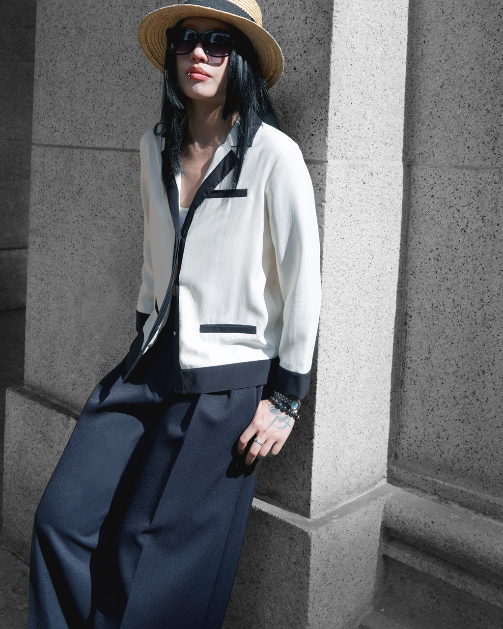 Sydney Shirt Jacket - Egg Shell / Black – RURI